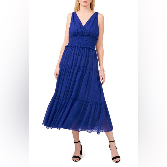 Halogen | Dresses | Nwt Halogen Smocked Clip Dot Chiffon Midi Dress ...